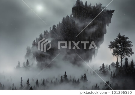A cliff looking like giant wolf, warg Fenrir,... - Stock Illustration ...