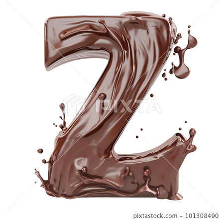 Letter Z made with melting chocolate on white... - Stock Illustration ...