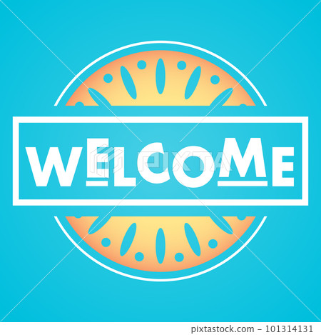 WELCOME letters banner on blue squares background - Stock Illustration ...
