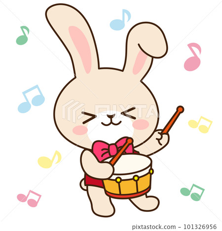Illustration of a rabbit playing a drum - Stock Illustration [101326956 ...