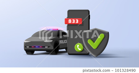 Police car SUV 3d render vector with shield... - Stock Illustration ...