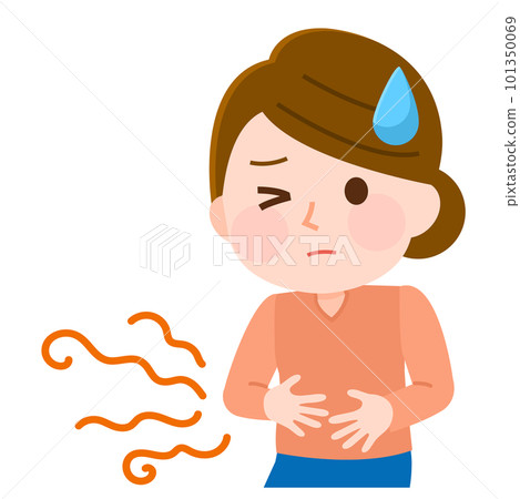A woman whose stomach is rumbling and it hurts... - Stock Illustration ...