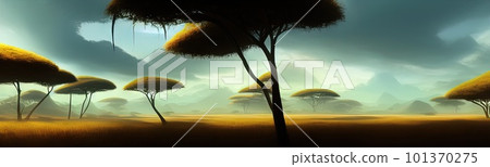 wild savanna landscape banner. Savannah,... - Stock Illustration ...
