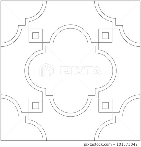 majolica tile 5 line drawing - Stock Illustration [101373042] - PIXTA