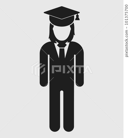 Graduate Student Icon. Standing Female symbol... - Stock Illustration ...