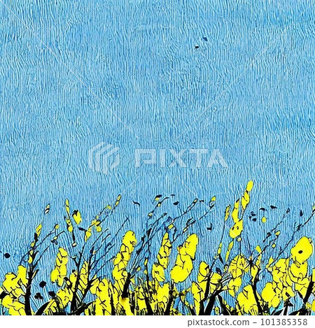 AI generated, rape field in the blue sky - Stock Illustration ...