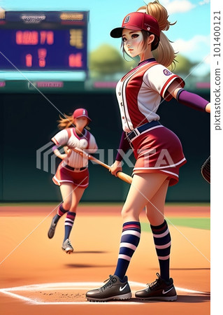 Anime style illustration of young girl holding... - Stock Illustration ...