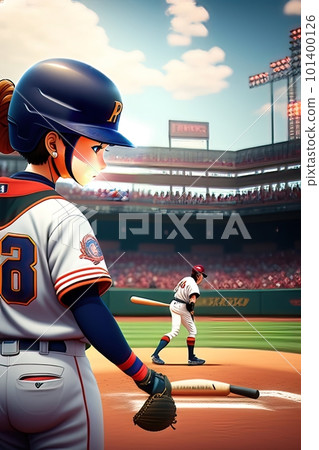 Anime style illustration of young girl holding... - Stock Illustration ...