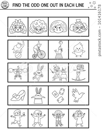 Find the odd one out. Circus black and white... - Stock Illustration [101416178] - PIXTA