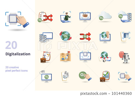 Digitalization set. Creative icons: vehicle to... - Stock Illustration ...