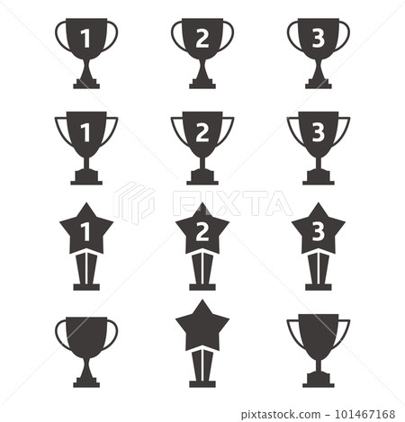 Simple trophy ranking icon set, silhouette - Stock Illustration ...