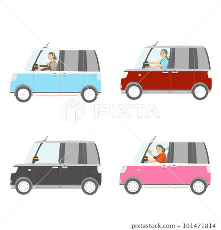 Fashionable light car and driver vector material - Stock Illustration ...
