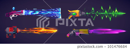 Magic game space gun with laser beam comic effect - Stock Illustration ...