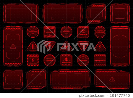 HUD danger and warning red interface frames,... - Stock Illustration ...