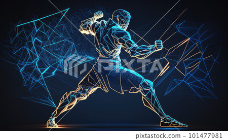 Abstract MMA fighter created with generative AI... - Stock Illustration ...