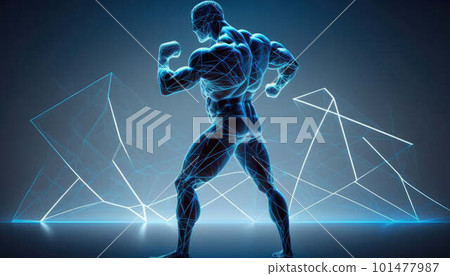 Abstract MMA fighter created with generative AI... - Stock Illustration ...
