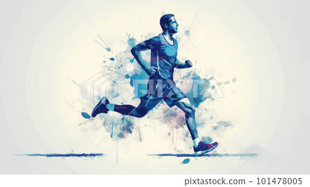 Abstract running man created with generative AI... - Stock Illustration ...