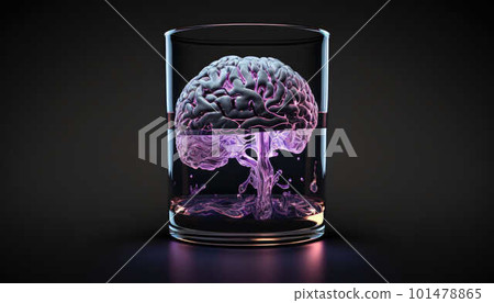 Brain in a glass of alcohol, the concept of...-插圖素材 [101478865] - PIXTA圖庫