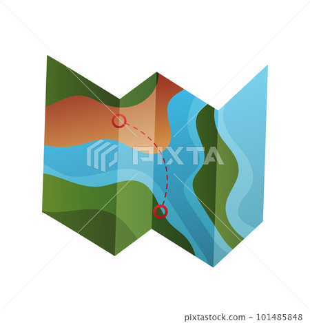 folded paper map of world with color point...-插圖素材 [101485848] - PIXTA圖庫