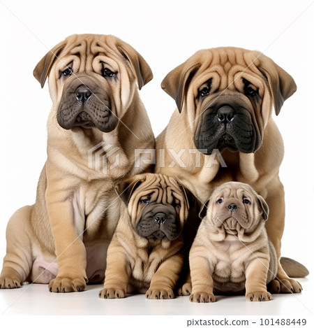 Beautiful wrinkled dog breed Shar Pei with... - Stock Illustration ...