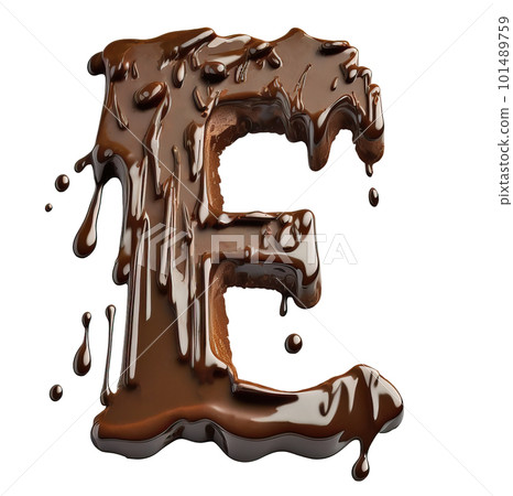Melting chocolate alphabet, letter E cutout on... - Stock Illustration ...