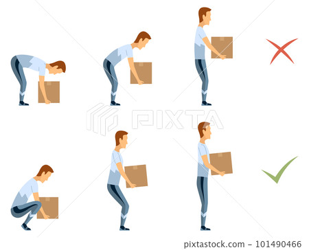 Lifting technique safe movement. Safety.... - Stock Illustration ...