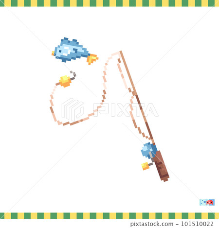 Pixel art fishing rod icon. Vector 8 bit style... - Stock Illustration ...