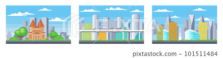 Pixel art cityscape. Town street 8 bit city... - Stock Illustration ...