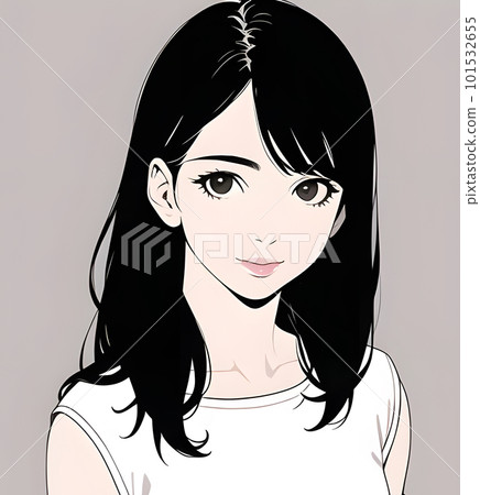 Monotone female illustration solid painting - Stock Illustration ...
