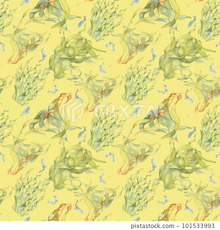 Seamless pattern of colorful sea plants... - Stock Illustration ...