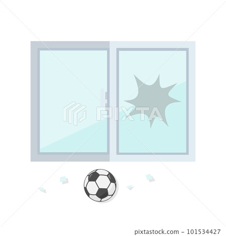 Illustration of a broken window and a soccer ball - Stock Illustration ...