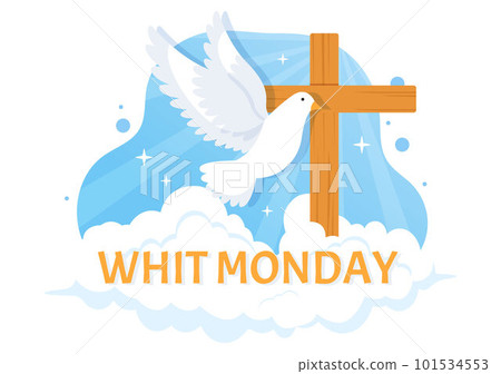 Whit Monday Vector Illustration with a Pigeon... - Stock Illustration ...