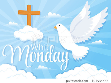 Whit Monday Vector Illustration with a Pigeon... - Stock Illustration ...