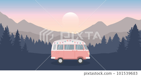 wanderlust camping adventure in the wilderness... - Stock Illustration ...