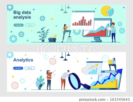 Big data analysis landing page with people... - Stock Illustration ...