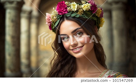 Beautiful Italian female model AI-generated... - Stock Illustration ...