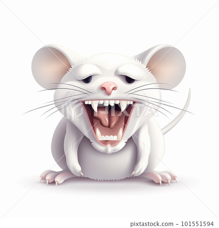 White mouse bares big teeth close-up on white,... - Stock Illustration ...