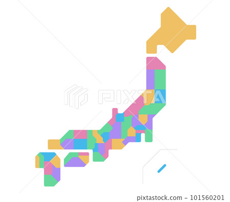 Simplified map of Japan by prefecture - Stock Illustration [101560201 ...