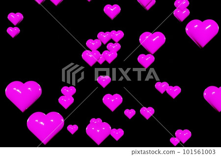 Purple valentines day hearts fall down on black... - Stock Illustration ...
