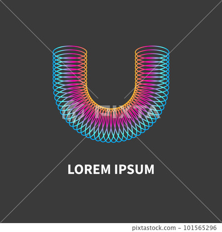 U letter, geometric shape made of thin lines - Stock Illustration ...