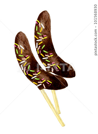 Set of 2 chocolate bananas Hand-drawn... - Stock Illustration ...