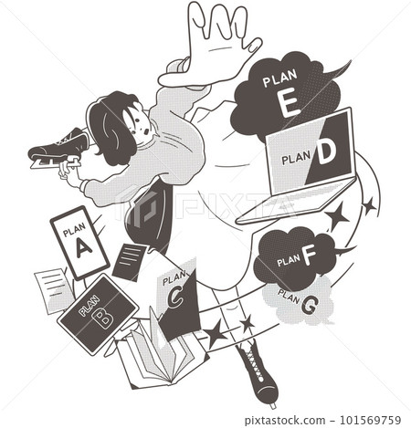 Business person (female) who chooses an... - Stock Illustration ...