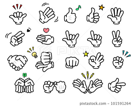 Various hand sign simple icon set glove type - Stock Illustration ...