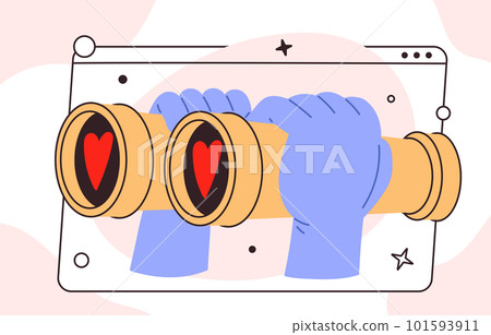 Hands holding binoculars. Concept of searching... - Stock Illustration ...