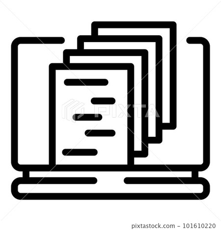 Files on monitor icon. Outline files on monitor...-插圖素材 [101610220 ...
