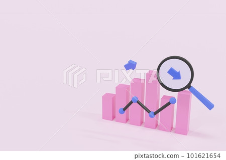 Data analysis, bar graph and magnifying glass - Stock Illustration ...