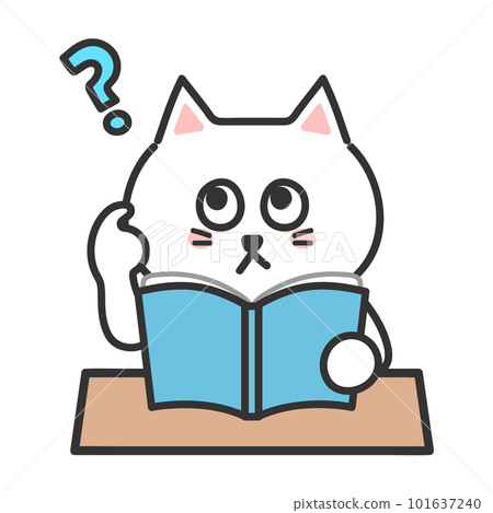 Illustration of a cat with questions while reading - Stock Illustration ...