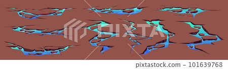 Cartoon set of drought land cracks with water - Stock Illustration ...