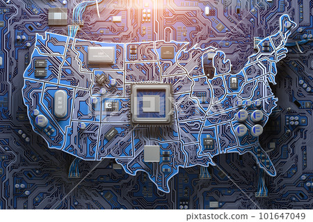 USA semiconductor industry, computer chips... - Stock Illustration ...