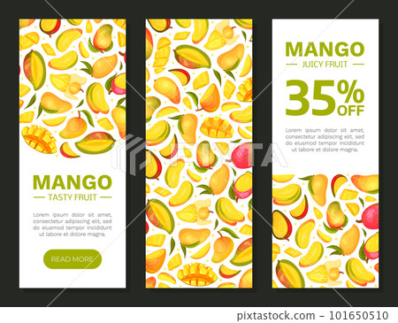 Ripe Mango Banner Design with Bright Tropical... - Stock Illustration ...